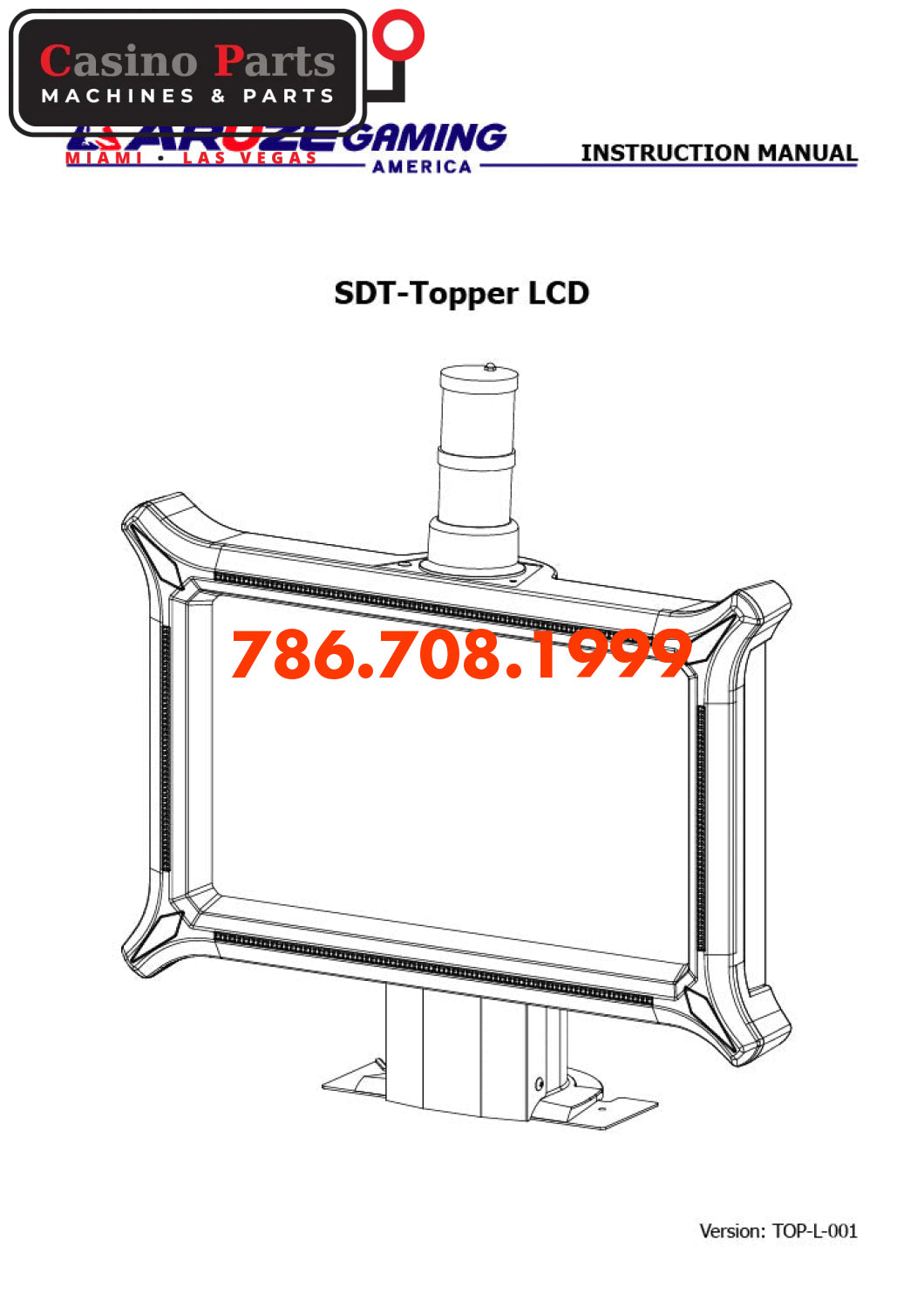 Aruze Gaming SDT LCD-Topper-Instruction-Manual